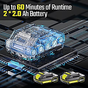 String Trimmer, SEYVUM 12-inch Cordless Weed Wacker with Auto Line Feed, 2 X 2.0Ah Battery Powered Weed Eater, 20V Lawn Edger with 6 Pcs Grass Cutter Spool Line, Fast Charger Included