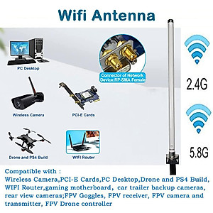 External Outdoor WiFi Antenna Long Range Omni-Directional 2.4G/5.8G 12dBi Antennas for WiFi 6 Extender/WiFi Access Point/WiFi Trail Spypoint Security Camera Antenna/WiFi Routers