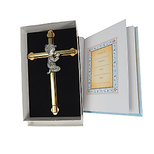 CA Baby Boy First Bible and 6" Praying Baby Boy Wall Cross