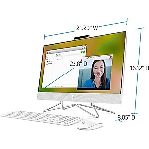 HP 24 All-in-One Desktop Computer I 23.8" FHD IPS Touchscreen (72% NTSC) I Intel 4-Core Pentium Silver J5040 I 16GB DDR4 1TB SSD I Intel UHD Graphics 605 I Win11 White + HDMI Cable
