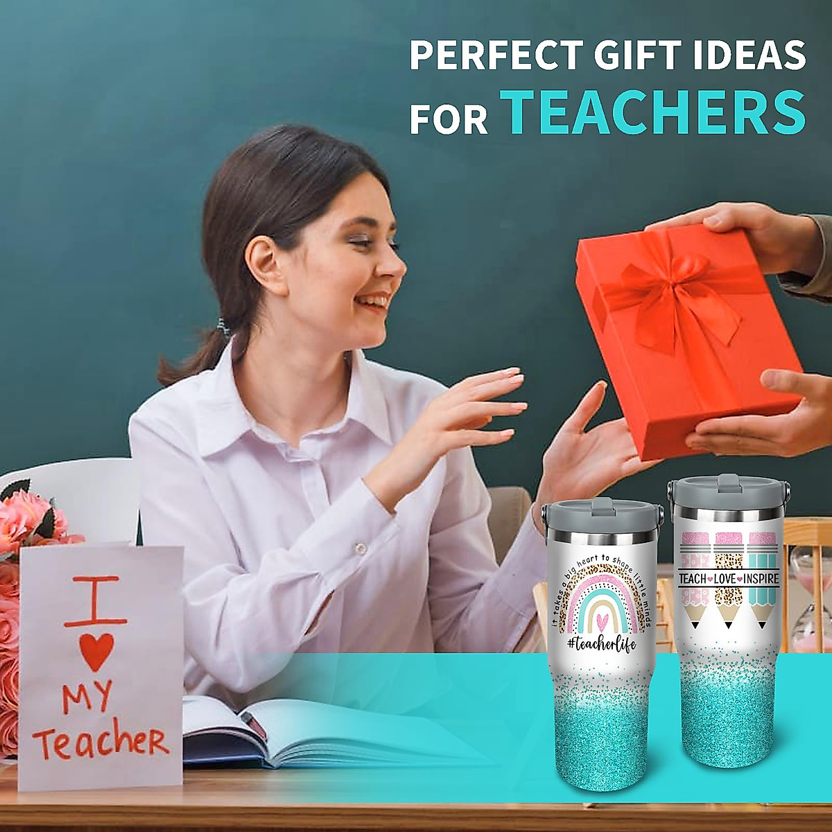 soeufnwhf Teacher Tumbler Cup, 30oz Stainless Steel Teacher Travel Coffee Mug Cup, Best Teacher Gifts for Women & Teacher Appreciation Gifts for Birthday, Appreciation Week, Back To School