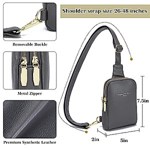 INICAT Small Crossbody Sling Bags for Women Vegan Leather Cell Phone Purse Fanny Packs for Women Men(Gray)