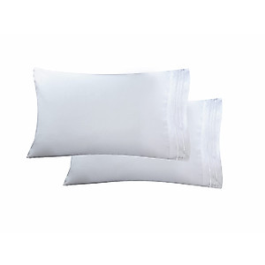Elegant Comfort Luxury Ultra-Soft 2-Piece Pillowcase Set 1500 Thread Count Egyptian Quality Microfiber Double Brushed-Wrinkle Resistant, Standard Size, White