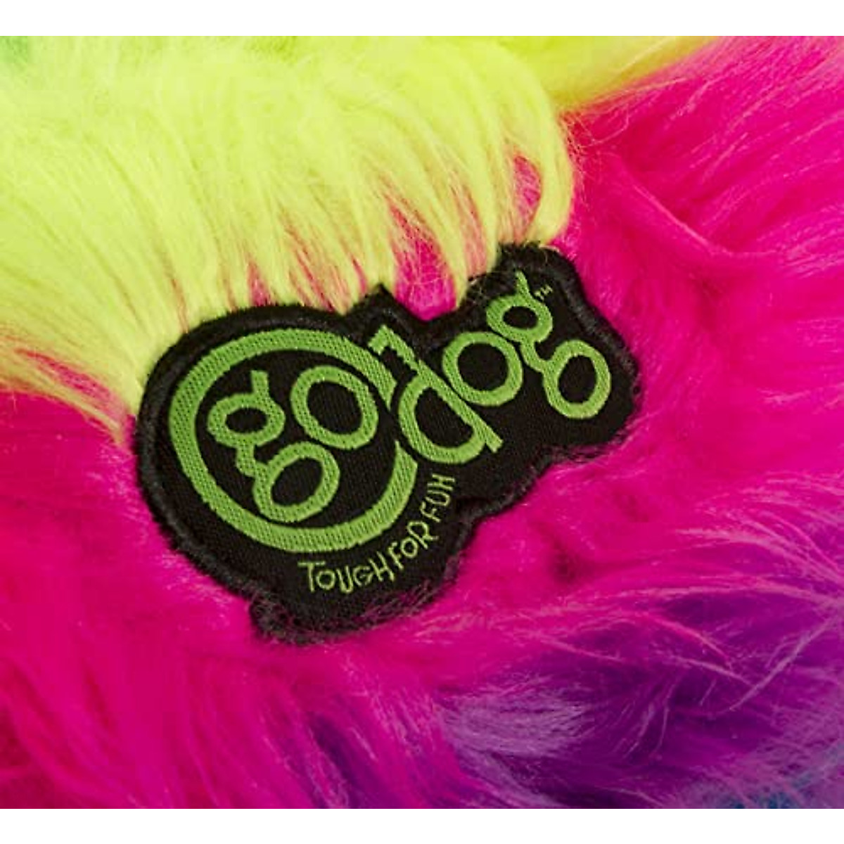 goDog Furballz Squeaky Plush Ball Dog Toy, Chew Guard Technology - Rainbow, Large