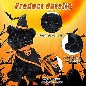 Jenaai Halloween Plush Cat 9.84 Inch Cute Pumpkin Halloween Stuffed Animals Pumpkin Cats Gift Stuffed Bat Soft Cat with Hat and Cloak for Kids Birthday Halloween Decorations Toy