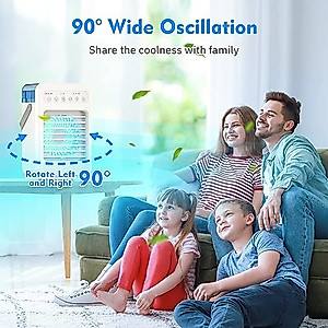 Evaporative Misting Fan with Timer, USB Portable Air Conditioner Fan, 4 Speeds with Night Light, 4 IN 1 USB Personal Air Cooler Desk Fan,Adjustable Head 90° Rotatable for Home Room Office