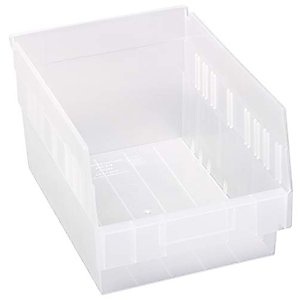 QUANTUM STORAGE SYSTEMS K-QSB207CL-8 8-Pack Store-More 6" Plastic Shelf Bins, 11-5/8" x 8-3/8" x 6", Clear
