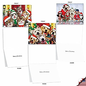 The Best Card Company - Variety Pack of 20 Christmas Greeting Cards with Envelopes, Humor Holiday Assortment for Men and Women (10 Designs, 2 Each) Merry Christmas to Zoo AM6652XSG-B2x10