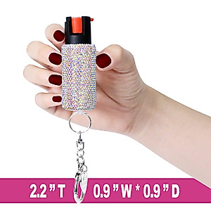 Hope Bobbie Bling-it-On Pepper Spray Keychain-Maximum Strength OC Spray for Self Defense-Fashionable Key Holder-7ft (2M) Range, Glitter Cute Rhinestone Pepper Spray for Women (CrystalAB)