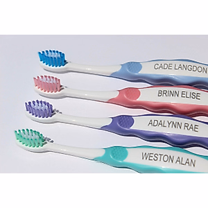 Personalized Kids Toothbrush Manual Toothbrush Age 2-6 4 Color Variety Pack Any Name/Message Engraved 4 Pack - Personalized Gift