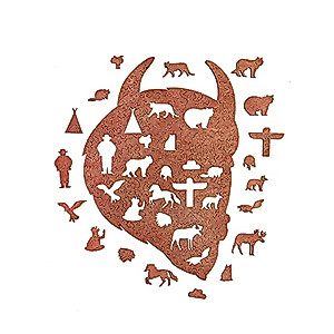 Wooden Jigsaw Puzzles for Adults and Kids Unique Shaped Jigsaw Puzzles Premium Gift Box - American Buffalo EAGLEWOOD