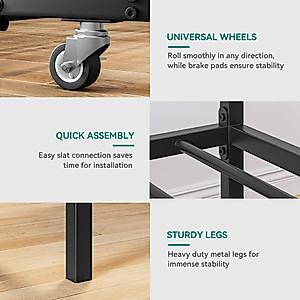 YITAHOME Twin Daybed with RGB LED Lights & Charging Station, Height Adjustable Day Bed Frame with Trundle, Versatile Metal Sofa Bed Frame for Bedroom, Living Room, Guest Room, Black