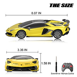 AEROQUEST Lamborghini Remote Control Car, 1:24 Scale Lamborghini Rc Cars with Headlight, 2.4GHz Hobby Rc Race Car for 3 4 5 6 7 8+ Years Old Kids Boy Girls Birthday Gift, Yellow