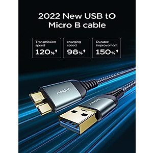 AINOPE USB 3.0 Cable 3.3FT Seagate External Hard Drive Cable Durable Nylon Braided Fast Data Transfer Cord Compatible with Samsung Galaxy S5/Note 3/Note Pro 12.2, Canon Camera, Seagate Hard Drive