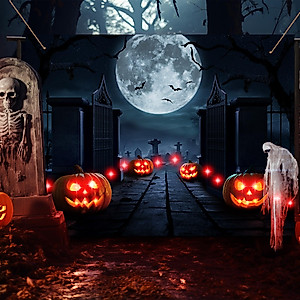 Light Up Halloween Backdrop Halloween Photo Cemetery Backdrops Scary Party Decorations Supplies for Photography Horror Photo Booth Props Background 6.5ft x 5ft