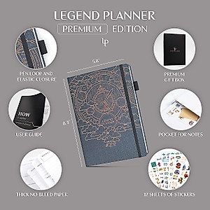 Legend Weekly Planner Premium – Undated Weekly, Monthly & Budget Planner – Life Organizer for Time Management & Productivity, A5 (Mystic Gray)
