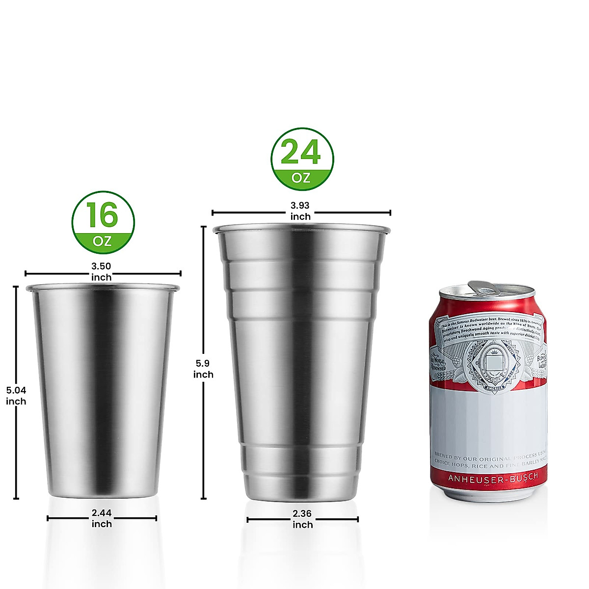 MEWAY Premium Stainless Steel Cups 24 oz Pint Cup Tumbler (12 Pack) - Premium Metal Cups - Stackable Durable Cup，Chilling Beer Glasses, for Travel, Outdoor, Camping, Everyday