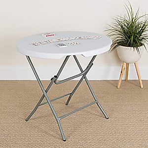 Flash Furniture Kathryn 2.63-Foot Round Granite White Plastic Folding Table