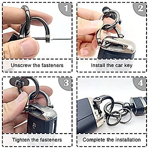 OSIFIT Carbon Fiber Style Car Keychain, Universal Detachable Leather keychain, 360 Degree Rotatable with Anti-Lost D-Ring
