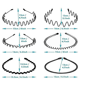 DUNQING metal headband hairband, wavy headband, metal headband, fashionable metal headband, non-slip headband for men and women (6pcs)
