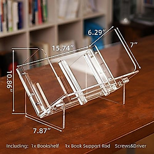 Aizesuro Acrylic Tabletop Bookcase, Bookshelves with Free Move Book Support, Cd/Magazine Storage Desktop Organizer Rack for Home Office, Living Room, Bedroom