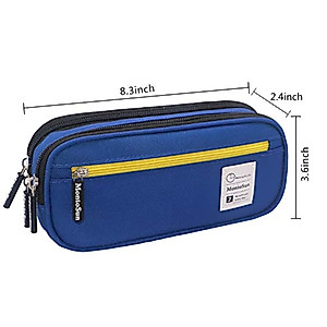MontoSun Pencil Case Pen Bag, Big Capacity Pencil Bag Pencil Pouch with Durable Zippers Multi Compartments Pen Case Desk Organizer for Office School Supplies (Dark Blue)