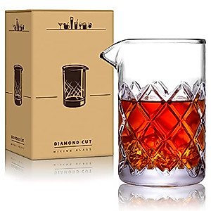 Eligara Cocktail Mixing Glass - 18 OZ Crystal Cocktail Stirring Glass, Thick Weighted Bottom - Bar Bartenders Tools Mixing Glass for Craft Bars & Professional Bartenders