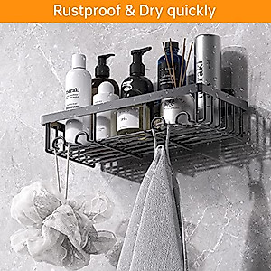 Mbillion Shower Caddy Shelf Organizer Rack, 2 Pack SUS304 Stainless Steel Wall Mounted Self Adhesive Shower Storage Organization Rack with Hooks for Bathroom & Kitchen