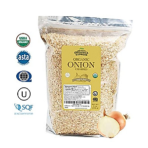 HQOExpress Organic Onion Chopped – Organic Onion Flakes - Dried and Minced – Spicy and Tangy Seasoning Powder for Soups, Stews, Marinades and Broths - Non GMO, Kosher, USDA Certified , 5 lb.