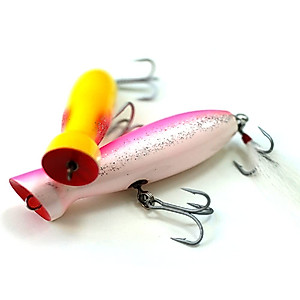 Seasky4.5' Fishing Wood Bottle Style Popper Lure Artificial Bait Wooden baitsocean Tackle for Striped bass Tuna Fishing