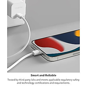 mophie USB C Charger GaN 20W Fast Compact Charger for MacBook Pro 13, Galaxy S22/S22+/S22 Ultra/S21, Note 20/10, iPhone 14/13/12 Pro, and More - White