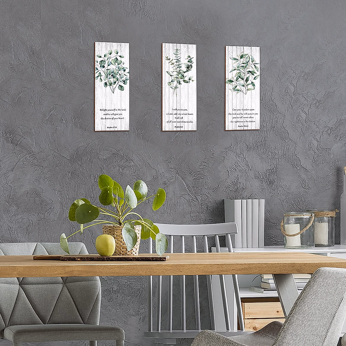 3 Pieces Bible Verses Wall Art Decor Christian Wall Art Wooden Christian Decorations for Home Rustic Christian Room Decor Farmhouse Scripture House Decor Christian Posters, 10 x 4 Inches