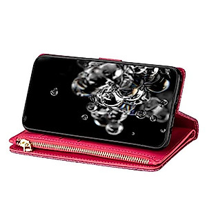 BOYUHII Silicone Protective Case for phone For Samsung Galaxy A50 / A30s / A50s Multi-card Slots Starry Sky Laser Carving Glitter Zipper Horizontal Flip Leather Case with Holder & Wallet & Lanyard ATC