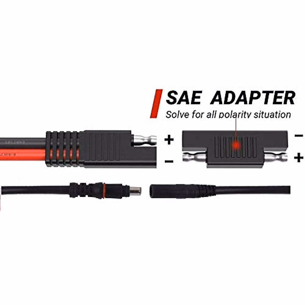SolarEnz DC8mm Female to SAE Connector Perfectly Compatible with Solar Panel Solar Plug Outlet RV Solar Plug Power Pack Portable Power Station