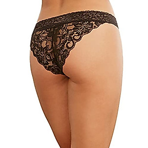 Dreamgirl Women's Sexy Fashion Lingerie, Lace Panty with Front Criss-Cross Detail, Black, Small