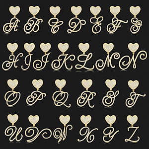 Krfy Cursive Gold Initial Pendant Necklace Iced Out Miami Cuban Link Chain for Women 18K Gold Plated Alphabet Letter Pendant Choker Hip Hop Chain Trendy Rapper Jewelry