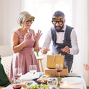 Sumind 24 Pcs Birthday Glasses Decoration Paper Eyeglasses Birthday Sunglasses to Wear for Men Women Table Decor Party(50th)