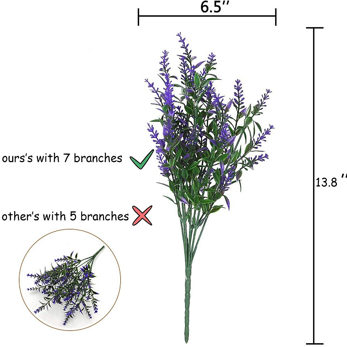 18 Pack Artificial Lavender Flowers Bouquet Fake Plants for Indoor Outdoor UV Resistant Plastic Flowers with Stems Decor Home ,Wedding, Party, Garden, Patio, Office, (Purple)