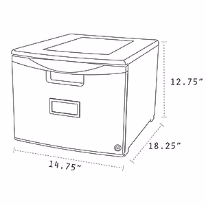 Storex Plastic One-Drawer File Cabinet – Locking Document Organizer for Home and Office, White, 1-Pack (61271B01C)
