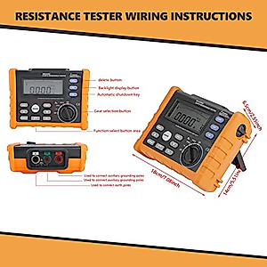 PM2302 Digital Resistance Meter Ground Earth Tester 0-4K ohm Insulation Tester Multimeter with LCD Backlight Display