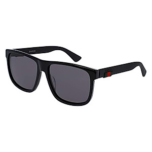 Gucci GG0010S 001 58M Black/Grey Square Sunglasses For Men For Women+FREE Complimentary Eyewear Care Kit