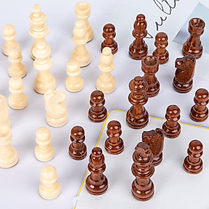 Wowwoody 4 King Height Wooden Chess Pieces (32+2 Extra Queens) Wooden Chess Pieces Tournament Staunton Wood Chessmen Pieces Only, Chess Game Pawns Figurine Pieces, Includes Storage Bag(11056)