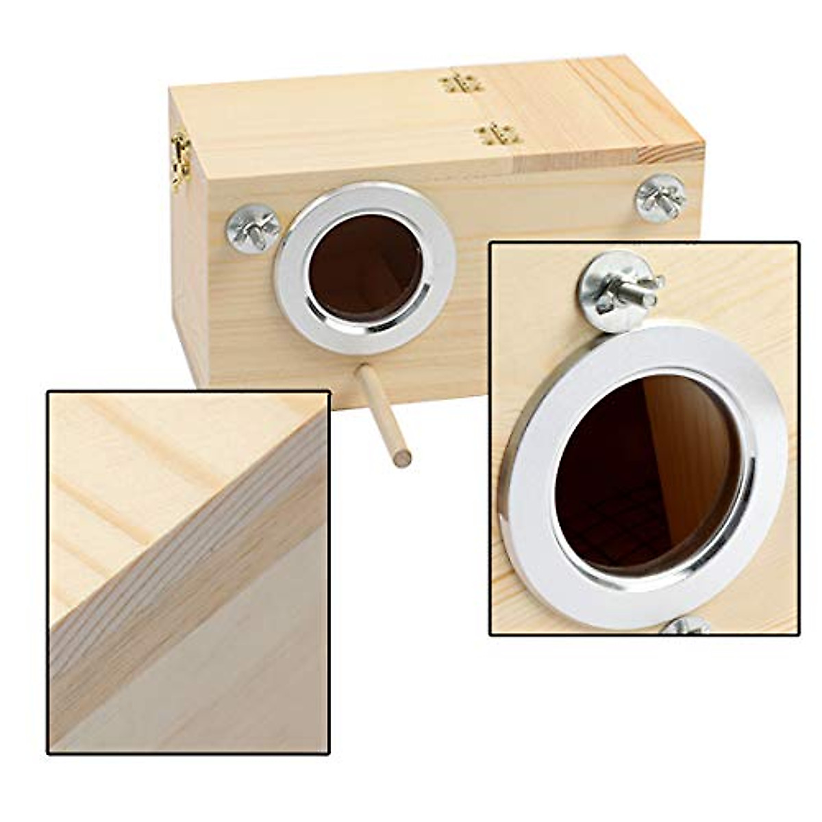Parakeet Nesting Box, Bird Nest Breeding Box Cage Wood House for Finch Lovebirds Cockatiel Budgie Conure Parrot (M:9.8"×5.1"×5.3")