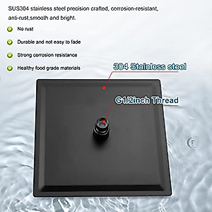 Midanya Matte Black Rain Shower System 10 Inch Square Rainfall Shower Head Wall Mount Shower Faucet Set with Hand Sprayer Rough-in Valve Trim Kit Bathroom Mixer Shower Combo Set