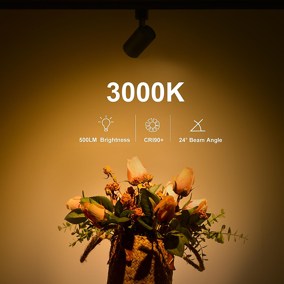 Arcfox 7W 3000K LED Track Lighting Heads Dimmable 3 Wire Single Circuit H Type Track Light Fixture ETL CRI90 for Dining Room Kitchen Accent Lighting 6 Pack White