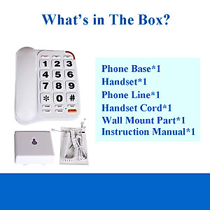 Elderly Phones for Seniors, HePesTer P-46 Amplified Corded Phone for Hearing Impaired Extra Large Button Phone with Loud Speakerphone for Elderly Home Landline Phones Visually Impaired Telephone