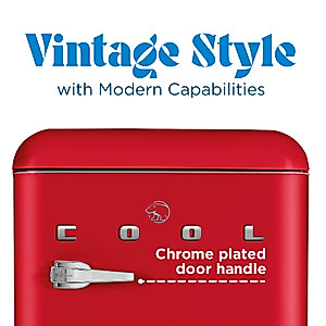 Commercial Cool CCRR4ALR 4.4 Cu. Ft, Vintage Style 2 Slide-Out Glass Shelves Refrigerator, Red