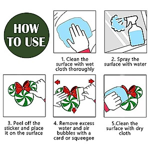 Yovkky 88 PCS Merry Christmas Window Clings, 2024 New Year Christmas Mouse Xmas Tree Green Red Stickers Decals Decor, Peppermint Candy Wreath Winter Snowflakes Holiday Party Home Kitchen Decorations