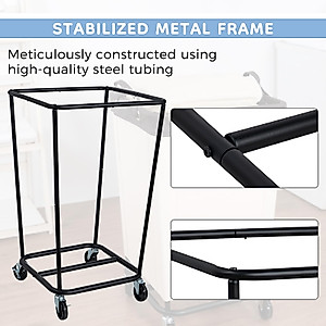 FLYBOX Laundry Hamper with Wheels, 160L Clothes Large Laundry Basket with Steel Frame and Removable Canvas Laundry Bag, Dirty Cloth Hamper for Home, Closet, Dorm, Bathroom, Laundry Room, Beige