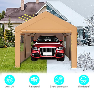 Carport Canopy, MilleLoom Portable Garage with Removable Sidewalls, 10x20 Extra Large Car Carport Heavy Duty, with Roll-Up Ventilated Windows, UV Resistant & Waterproof, for Car, Bike, Truck, Boat